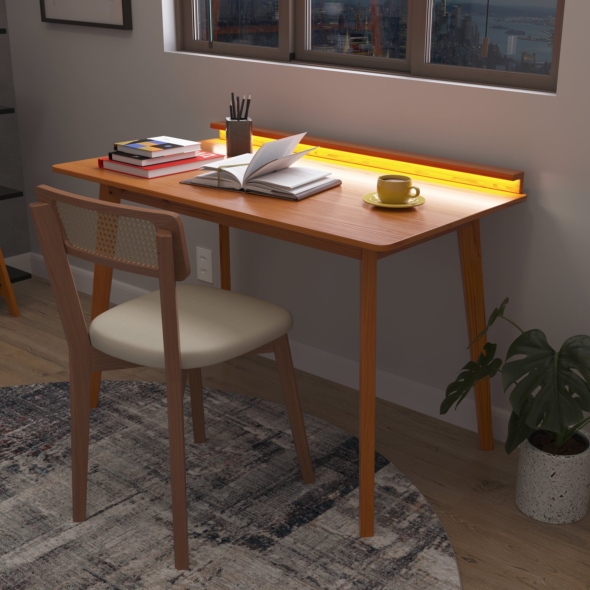 Escrivaninha Joyce 115 cm x 65 cm com LED - Mel